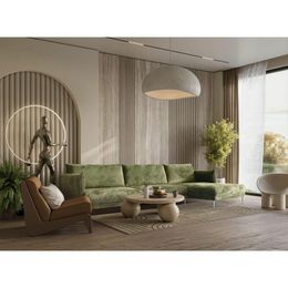 Ecksofa Designersofa madison Stoff Tender Way Grün Ottomane Rechts