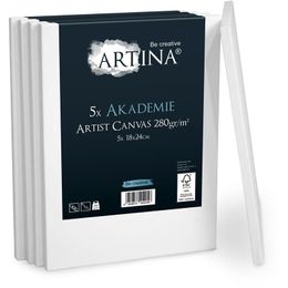 Artina - 5er Set Akademie Keilrahmen Leinwand 18x24 cm