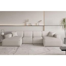 Fun Moebel - Wohnlandschaft Sofa U-Form celes premium xs in Stoff Scala Hellbeige