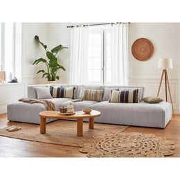 Victoire – modulares ecksofa links – 5-sitzer – aus cord - hellgrau