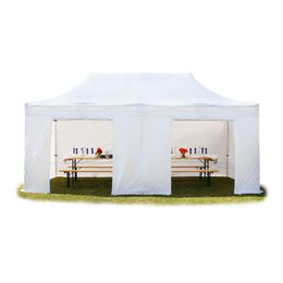 3x6 m Faltpavillon, professional Alu 40mm, feuersicher, Seitenteile ohne Fenster, weiß