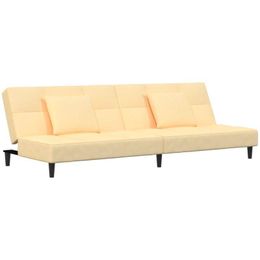 Schlafsofa 2-Sitzer mit 2 Kissen Creme Samt vidaXL