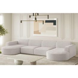 Fun Moebel - Wohnlandschaft U-Form Sofa palma xl in Stoff Ascot Pearl