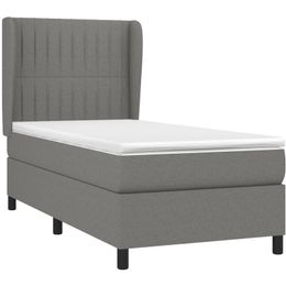 Boxspringbett mit Matratze Dunkelgrau 90x190 cm Stoff vidaXL