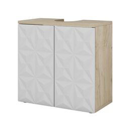 VICCO - Waschbeckenunterschrank Edge, Weiß, 60 x 57 cm mit 2 Türen