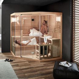 Home Deluxe - Traditionelle Sauna skyline big xl - 200 x 200 cm für 6 Personen Sauna Saunakabine Ecksauna Massivholz