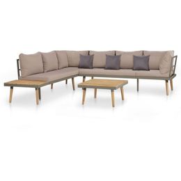 vidaXL - 4-tlg. Garten-Lounge-Set mit Auflagen Massivholz Akazie Braun