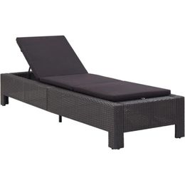 vidaXL - Sonnenliege mit Auflage Schwarz Poly Rattan