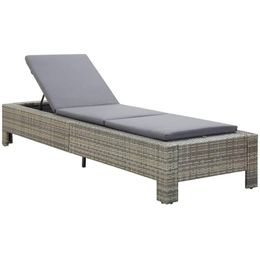 vidaXL - Sonnenliege mit Auflage Grau Poly Rattan