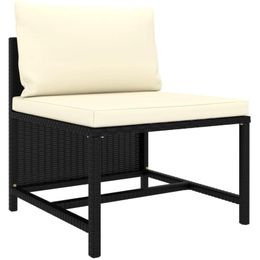 Modular-Mittelsofa mit Kissen Schwarz Poly Rattan vidaXL