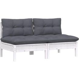 vidaXL - 2-Sitzer-Gartensofa mit Anthrazit Kissen Massivholz Kiefer