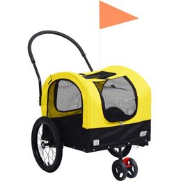 2-in-1 Fahrradanhänger für Hunde und Buggy Gelb und Schwarz vidaXL