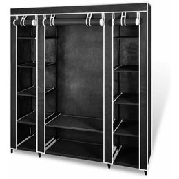 vidaXL - Stoffschrank mit Fächern Kleiderstangen 45×150×176 cm Schwarz