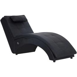 Massage Chaiselongue mit Kissen Schwarz Kunstleder vidaXL