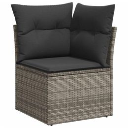 vidaXL - Garten-Ecksofa mit Kissen Grau Poly Rattan