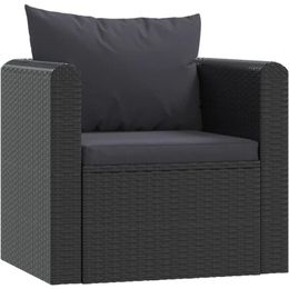 vidaXL - Sessel mit Auflagen Poly Rattan Schwarz