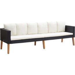 vidaXL - 3-Sitzer-Gartensofa mit Auflagen Poly Rattan Schwarz