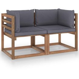 vidaXL - Garten-Palettensofa 2-Sitzer mit Kissen in Anthrazit