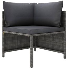 Modulares Ecksofa mit Kissen Grau Poly Rattan vidaXL