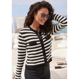 Lascana Damen Strickjacke, Schwarz, Gr. 36/38, Strickjacken, Material: Polyacryl