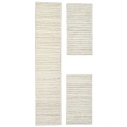 Theko Teppich, Natur, Gr. 2 x 70x140 cm + 1 x 70x340 cm - Bettumrandung, Teppiche, Material: Schurwolle