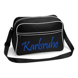 multifanshop® Retrotasche - Karlsruhe - Schriftzug - Druck blau