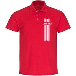 multifanshop Poloshirt - Leipzig - Streifen - Druck weiß - Polo