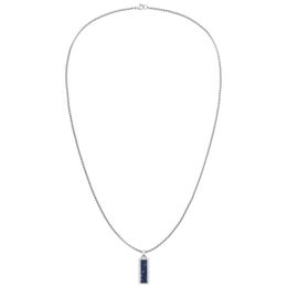 Kette mit Anhänger Tommy Hilfiger "Schmuck Edelstahl Halsschmuck Venezianerkette" Halsketten Gr. Edelstahl, L: 61cm, blau (edelstahlfarben-blau) Herren mit Onyx oder Sodalith