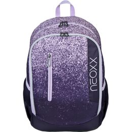 Schulrucksack neoxx "Flow, Glitterally perfect" Gr. B/H/T: 28cm x 42,5cm x 18cm, lila (glitterally perfect) Kinder Rucksäcke teilweise aus recyceltem Material