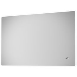 Badspiegel Talos "Sun", silber (silberfarben), B:120cm H:70cm T:4,5cm, Spiegel, BxH: 120x70 cm, energiesparend, mit Digitaluhr