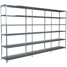 Steckregal SCHULTE REGALWELT "Stecksystem Grund- und 2x Anbauregale", silber (silberfarben), B:340cm H:230cm T:35cm, Stahl, Regale, Metall verzinkt, 2300x3400x350 mm, 18 Böden