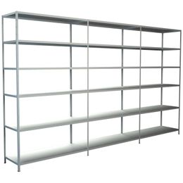 Steckregal SCHULTE REGALWELT "Stecksystem Grund- und 2x Anbauregale", weiß, B:320cm H:230cm T:50cm, Stahl, Regale, Metall weiß, 2300x3200x500 mm, 18 Böden