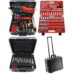 Famex Werkzeugset "604-18 - PROFESSIONAL" Werkzeugsets Alu-Werkzeugtrolley, Kapazität 30 kg, mit 174-tlg. Steckschlüsselsatz schwarz