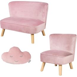 Kindersitzgruppe Roba "Lil Sofa" Sitzmöbel-Sets Gr. Samt, bunt (rosa-mauve) Kinder bestehend aus Kindersofa, Kindersessel und Dekokissen in Wolkenform