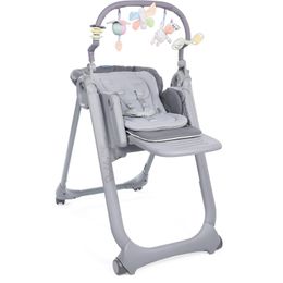 Hochstuhl Chicco "Polly Magic Relax, Graphite" Gr. B/H/T: 52cm x 85cm x 84cm, grau (grau, graphite, grau) Baby Stühle mit Spielbogen & Sitzverkleinerer, Made in Europe