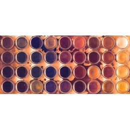 Fototapete ARCHITECTS PAPER "Atelier 47 Paint box 1", bunt (gelb, rot, blau), B:6m L:2,7m, Vlies, Tapeten, Vlies, Wand, Schräge, Decke