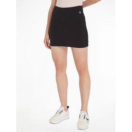 Minirock Calvin Klein Jeans "SLUB RIB MINI SKIRT" Gr. L (40), schwarz (ck black) Damen Röcke mit Logopatch