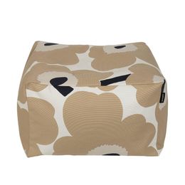 Marimekko - Unikko Puffi Sitzkissen, off-white / beige / dunkelblau