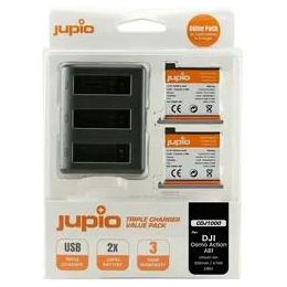 Jupio Value Pack: 2x Battery DJI Osmo Action AB1 1220mAh + Compact USB Triple Charger