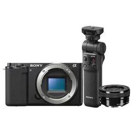 Sony Vlogging-Kamera ZV-E10 + 16-50 mm + Bluetooth Vlogging-Griff GP-VPT2BT | ✔️ + 100 € gratis Geschenkbox