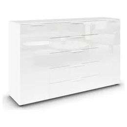 Kommode Rauch "Kommode Türkommode Sideboard Kombikommode FLIPP mit Glasfront" Sideboards Gr. B/H/T: 160 cm x 100 cm x 42 cm, 5 St., weiß (alpinweiß, glas kristallweiß) 2-trg mit 5 Schubladen und Soft-Close, 2 Breiten MADE IN GERMANY