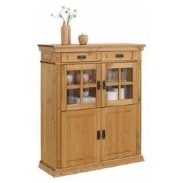 Highboard Home Affaire "Vinales" Sideboards Gr. B/H/T: 112 cm x 130 cm x 39 cm, 2 St., beige (geölt) Vitrine, Breite 112 cm