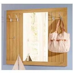 Garderobenpaneel Home Affaire "Nekso" Garderobenpaneele Gr. B/H/T: 116cm x 100cm x 2cm, beige (natur) mit Spiegel, Breite 116 cm, aus MDF oder Massivholz, FSC