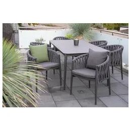 bellasole Garten-Essgruppe BELLA SOLE "Maui", grau (dunkelgrau), Polyester, Aluminium, Polyester, Sitzmöbel-Sets, 6 Stühle mit Tisch