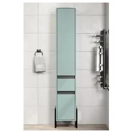 Hochschrank Welltime "Malcesine" Schränke Gr. B/H/T: 44cm x 190cm x 35cm, 2 St., blau (dusk blue melamin) Griffloser Badschrank in Blau mit Metallgestell - (BTH) 3635190 cm