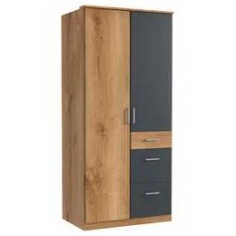 Kleiderschrank wimex "Click" Schränke Gr. B/H/T: 90 cm x 199 cm x 58 cm, 2 St., grau (plankeneichefarben, graphit) Drehtürenschrank Kleiderschrank Schränke ohne Spiegel