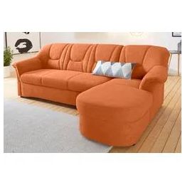 Ecksofa DOMO collection "Sarafina L-Form" Sofas Gr. B/H/T: 232cm x 83cm x 146cm, Microfaser PRIMABELLE, Recamiere rechts, mit Bettfunktion-ohne Federkern, orange (terrakotta) wahlweise mit Bettfunktion, optional Federkern