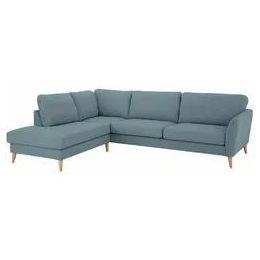 Ecksofa Home Affaire "MARSEILLE 278/202 cm, L-Form, Ottom. rechts/links" Sofas Gr. B/H/T: 278cm x 88cm x 202cm, Filzoptik, Ottomane links, grün (salbei) mit Massivholzbeinen aus Eiche, verschiedene Bezüge und Farbvarianten