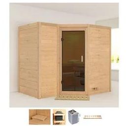 Karibu Sauna "Sanna 2" Saunen 9-kW-Ofen mit integrierter Steuerung Gr. Saunaofen, integrierte Steuerung, 9 kW, beige (naturbelassen)