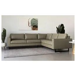 Ecksofa Places of Style "Pinto, 250/290 cm, langer Schenkel, XXL, Ottomane" Sofas Gr. B/H/T: 290cm x 85cm x 250cm, Luxus-Microfaser in Lederoptik, langer Schenkel rechts, grau (taupe) Cord, Feincord, Luxus-Microfaser Leder und Chenille